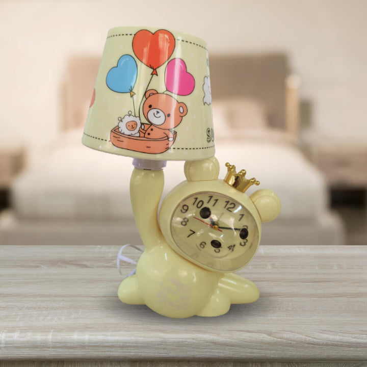 Lámpara con Reloj y Alcancía para Mesa de Noche Color Amarillo para ...