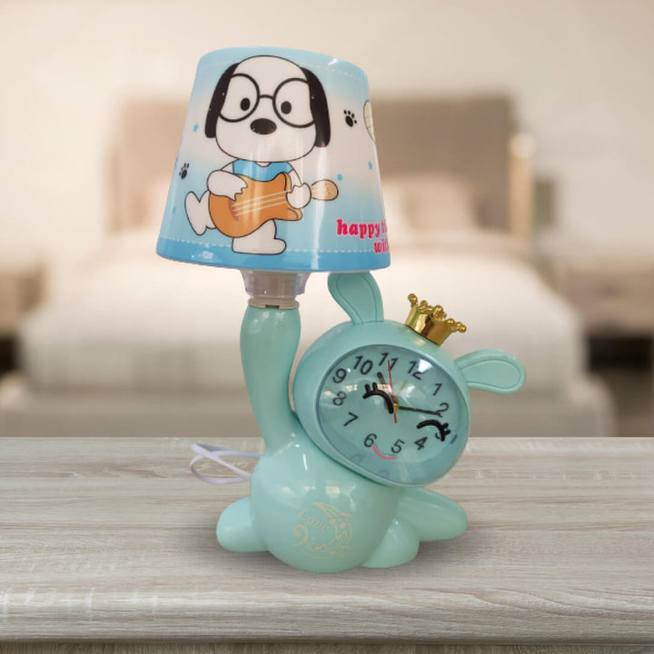 Lámpara con Reloj y Alcancía para Mesa de Noche Color Celeste para ...